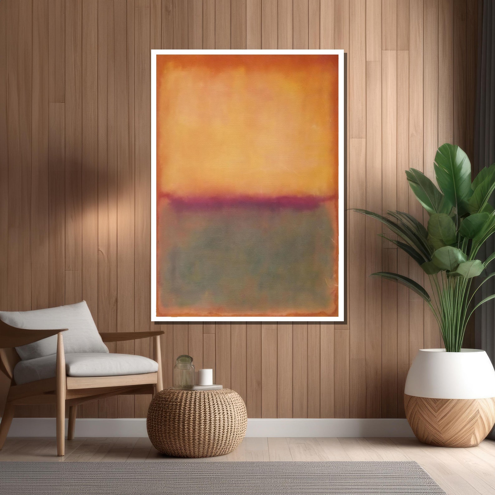 Mark Rothko Sunset Orange and Soft Green Abstract Canvas Painting ...