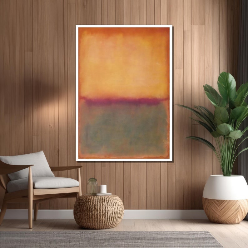 Mark Rothko Sunset Orange and Soft Green Abstract Canvas Painting ...