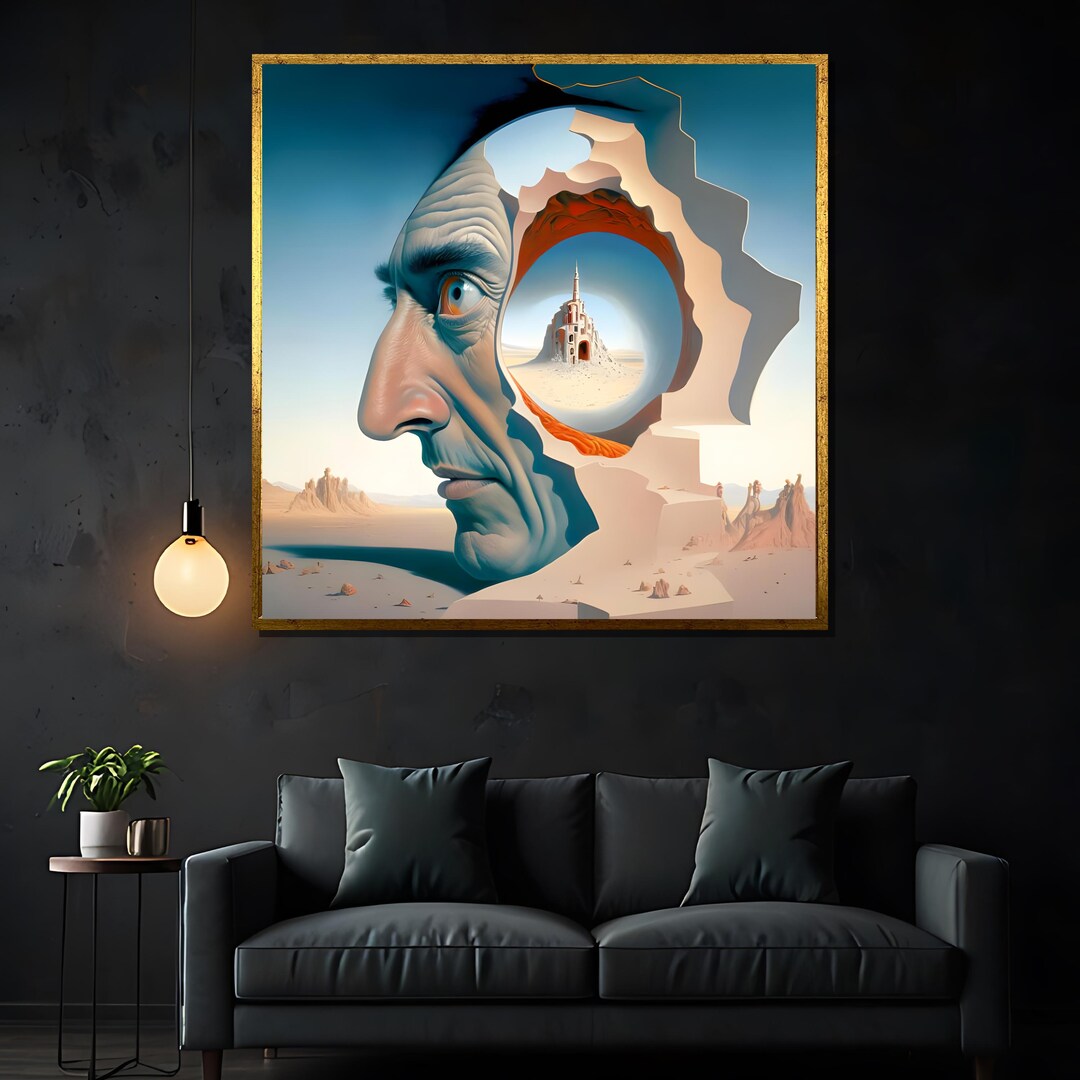 Surrealist Visionary Canvas Painting - Abstract Mindscape Art Gift for ...