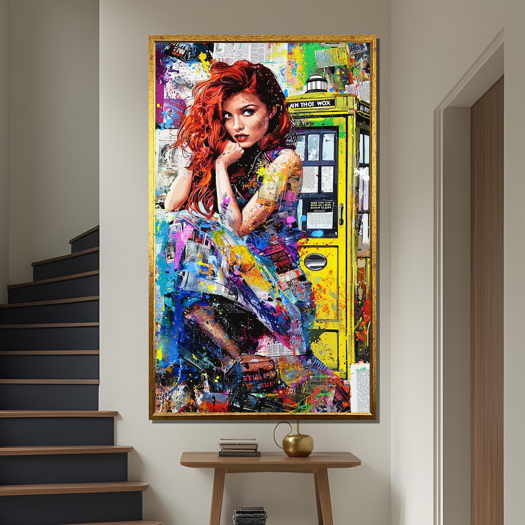 Pop Art Woman Canvas Painting - Colorful Urban Collage Wall Art ...