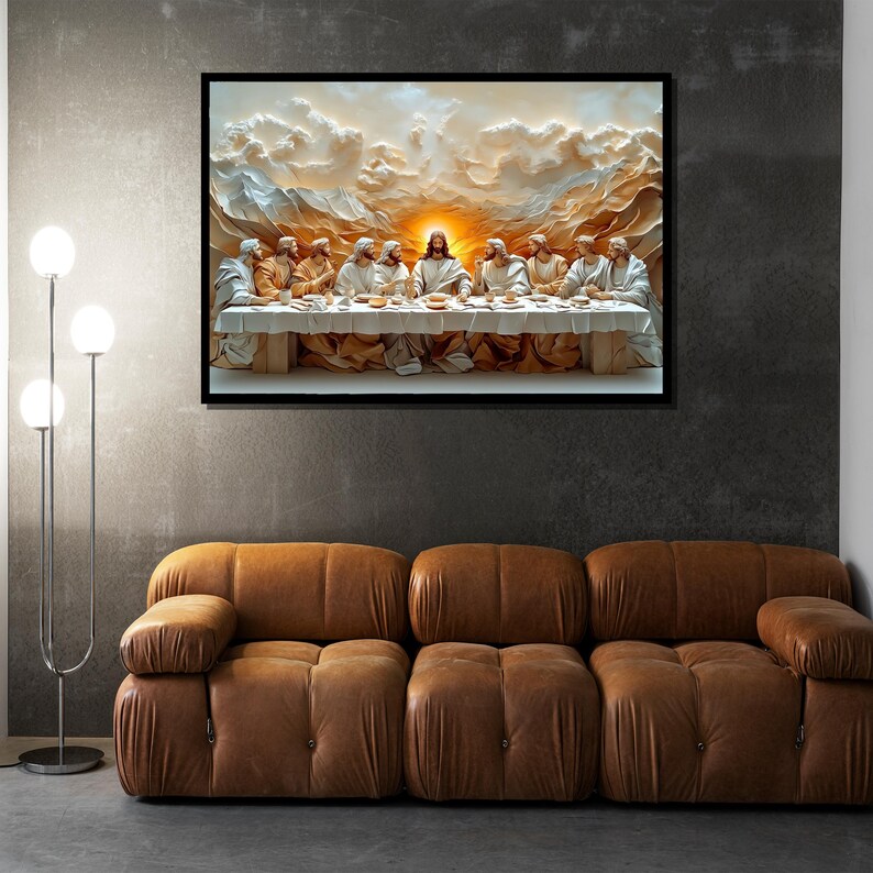 Zeus Heavenly Sunset Last Supper Canvas – High Christian Wall Art With ...