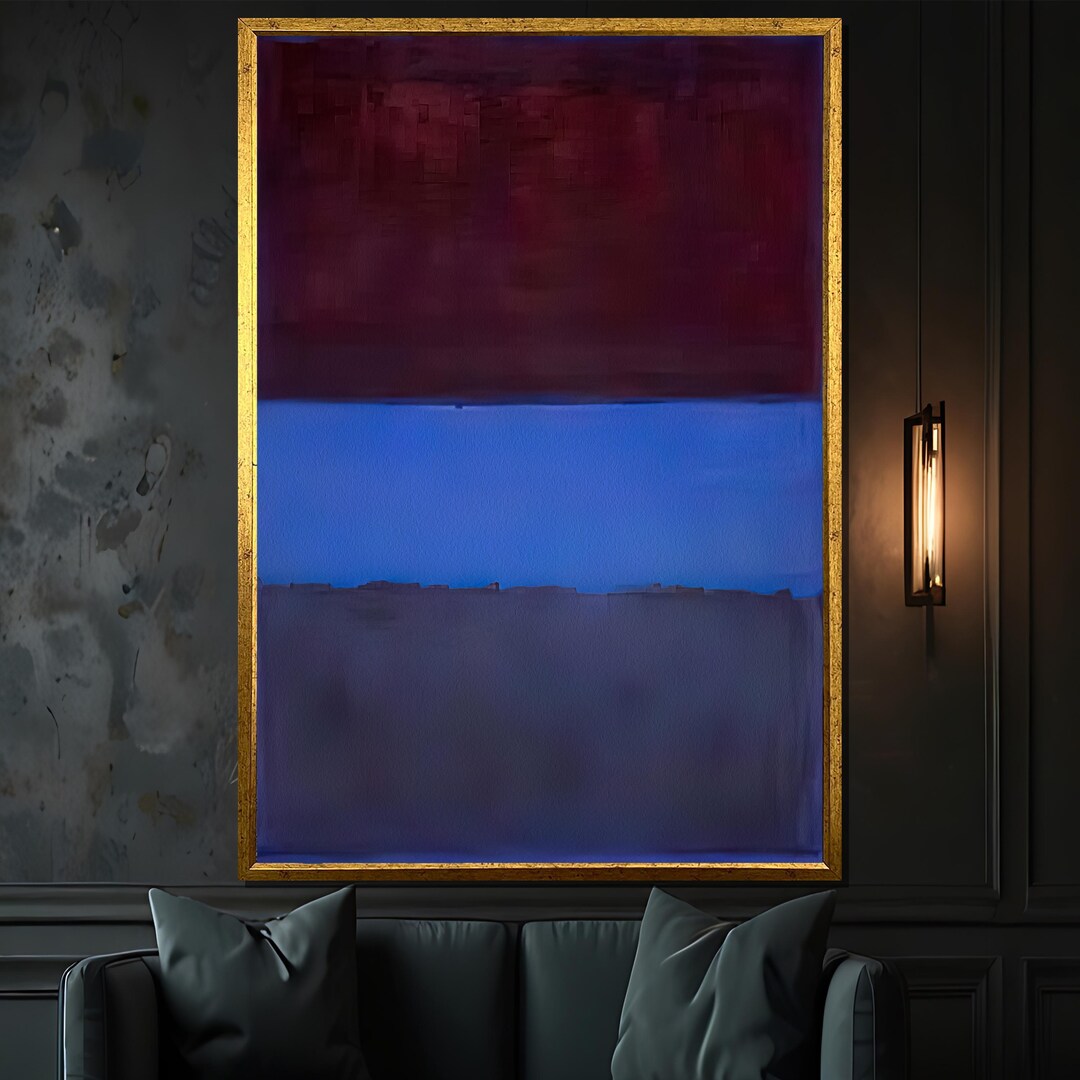 Abstract Rust and Blue Canvas Painting by Mark Rothko - Modern Art Gift ...