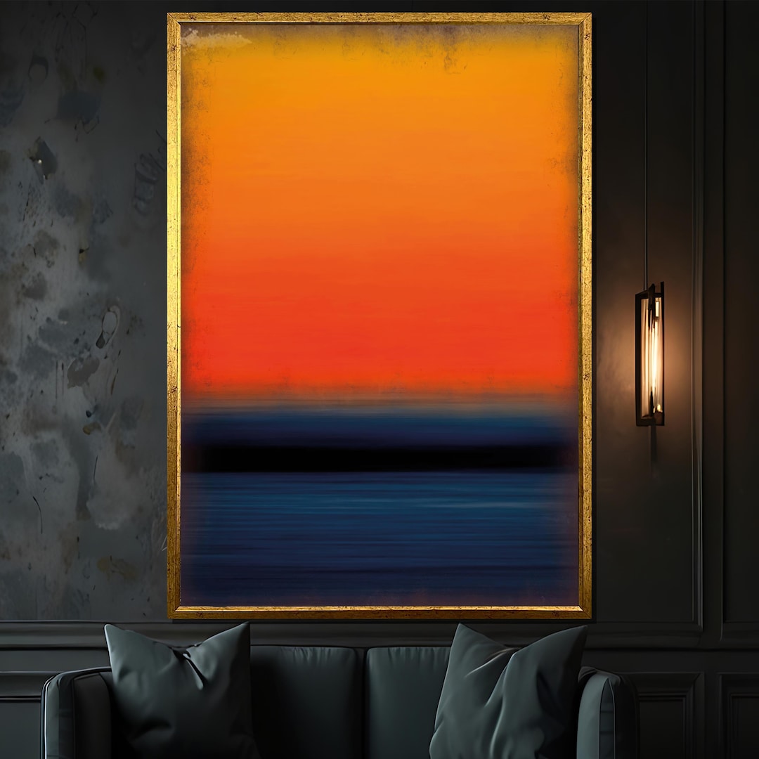 Mark Rothko's Sunset Orange and Blue Abstract Canvas Painting - Warm ...