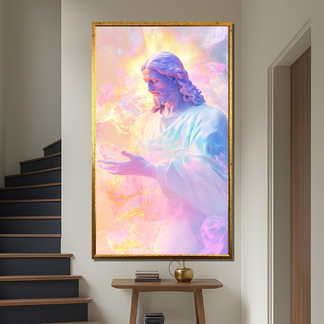 Jesus Christ Canvas Painting, Ethereal Religious Wall Art, Divine Light ...