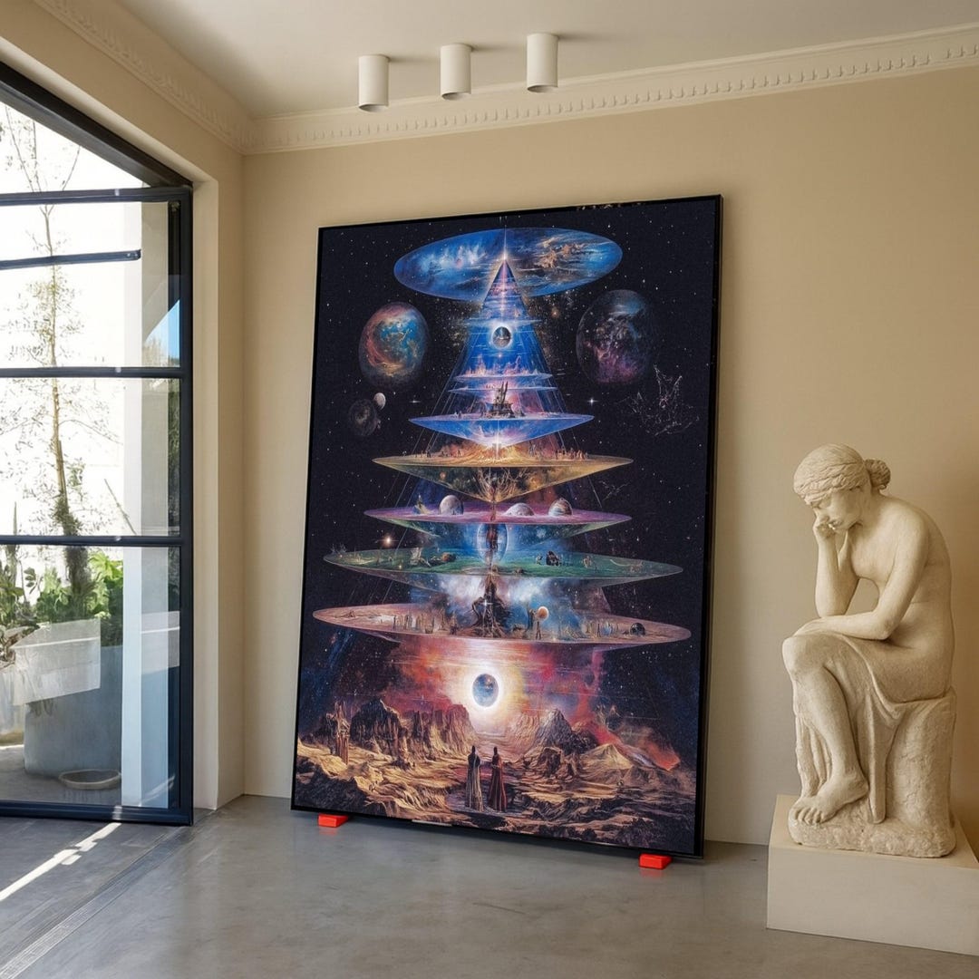Cosmic Pyramid Layers Canvas, Spiritual Universe Wall Art, Sci-fi ...
