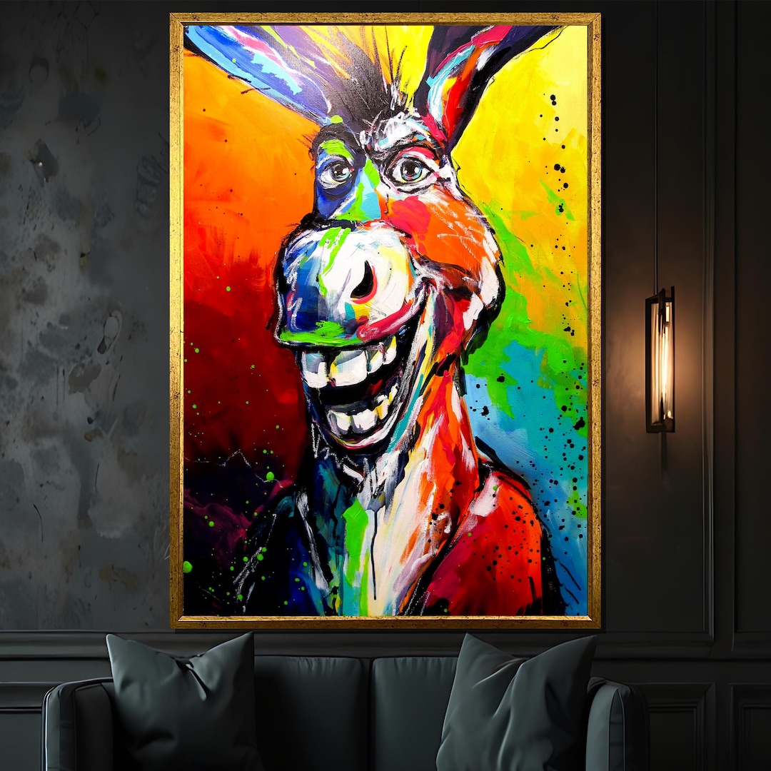 Colorful Donkey With Big Smile Abstract Canvas Painting | Fun and ...