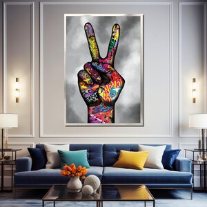 Graffiti Peace Sign Canvas Painting Gift - Bold and Colorful Street Art ...