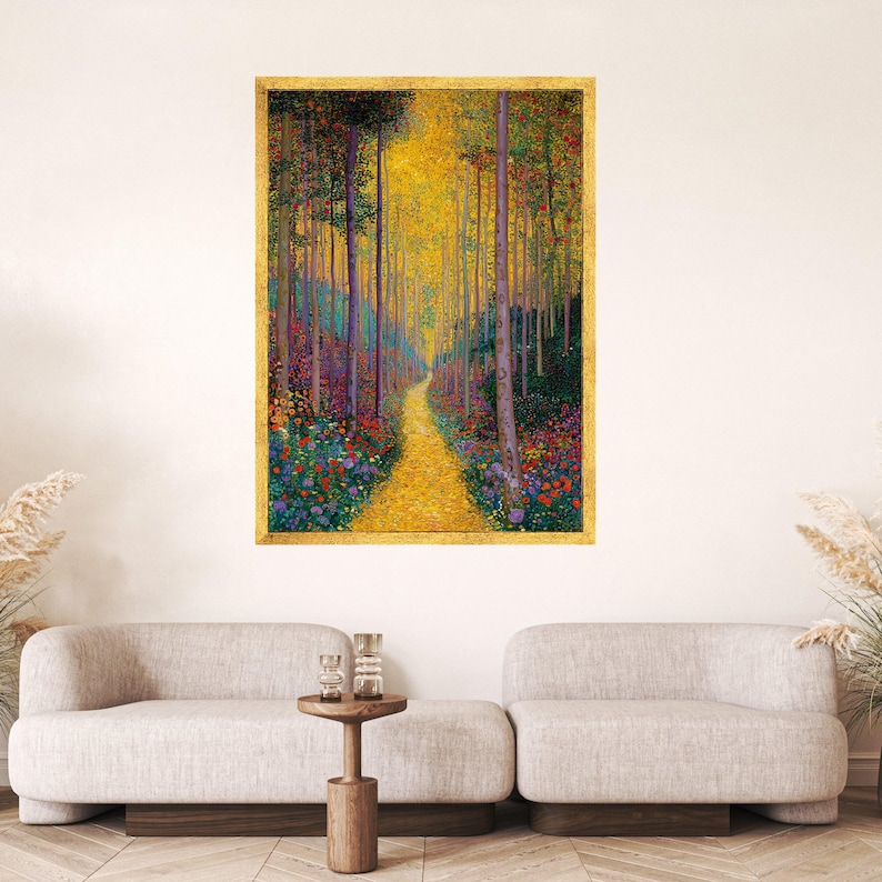 Gustav Klimt Forest Path Canvas, Colorful Autumn Trees Wall Art ...