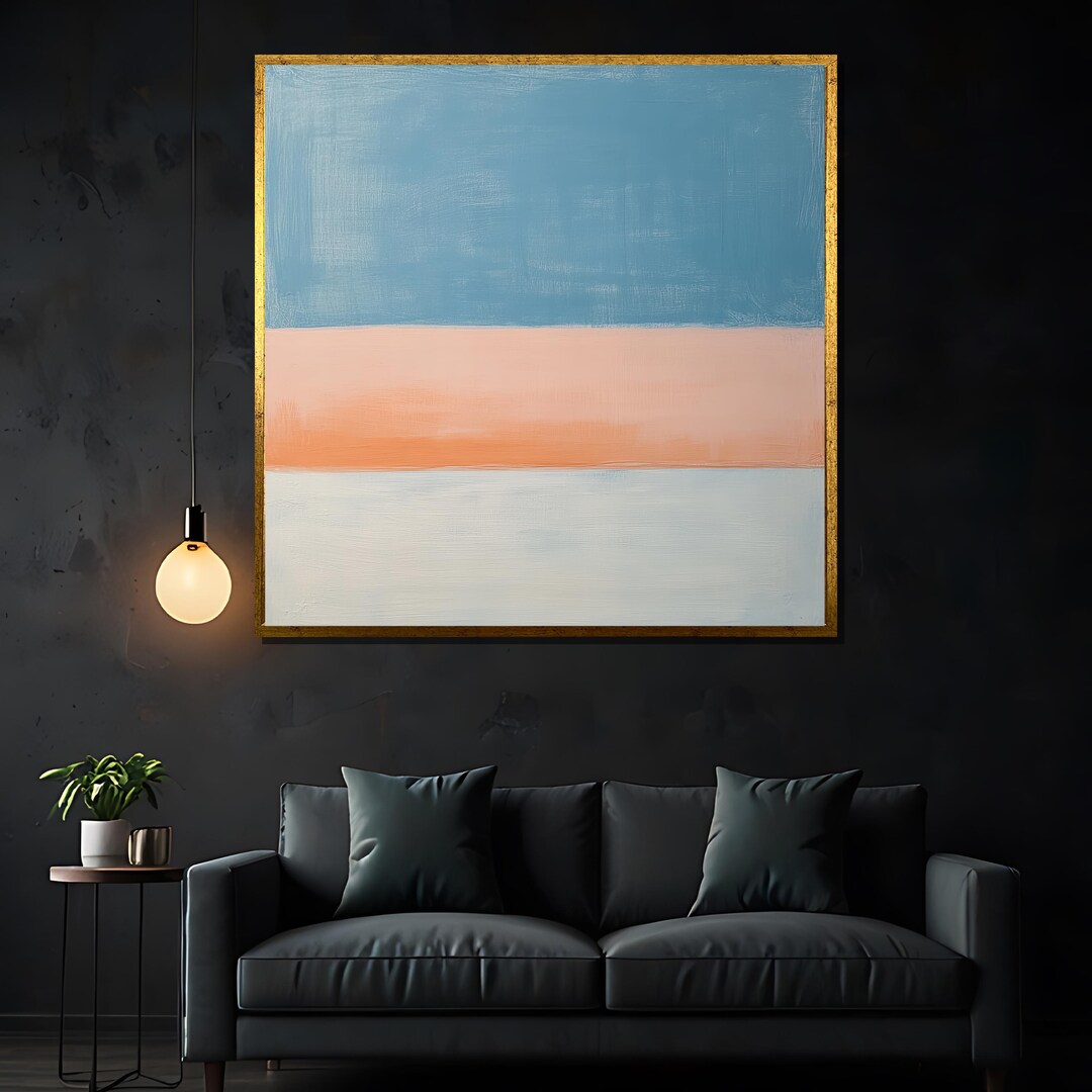 Mark Rothko- Serene Abstract With Three Horizontal Bands of Baby Blue ...