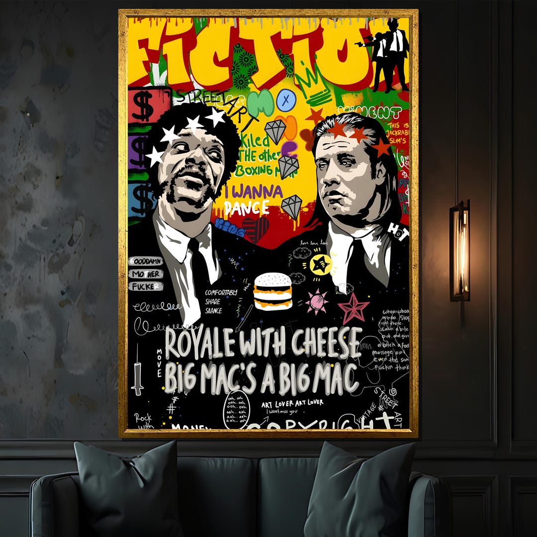 Pulp Fiction Graffiti Canvas Painting Gift - Bold and Colorful Street ...