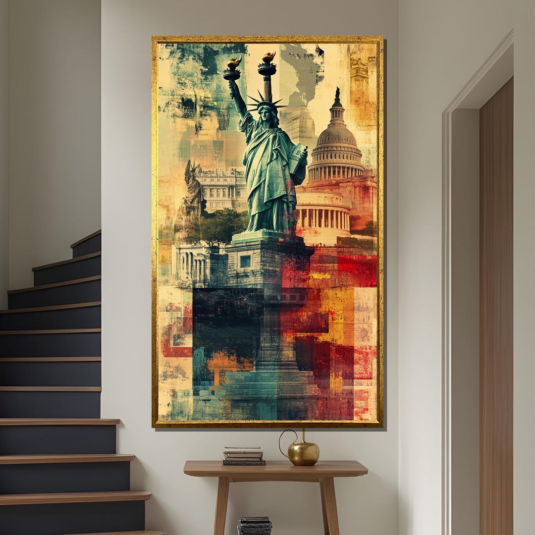 Statue of Liberty Canvas Painting - Abstract American Landmarks Art ...