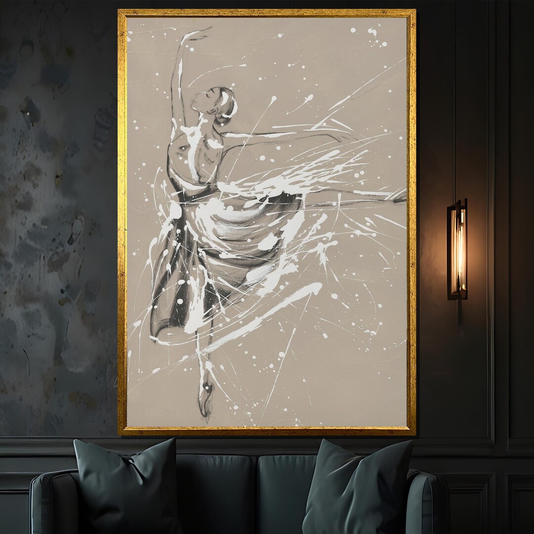 Abstract Ballet Dancer Canvas Painting – Elegant Splashes of Movement ...
