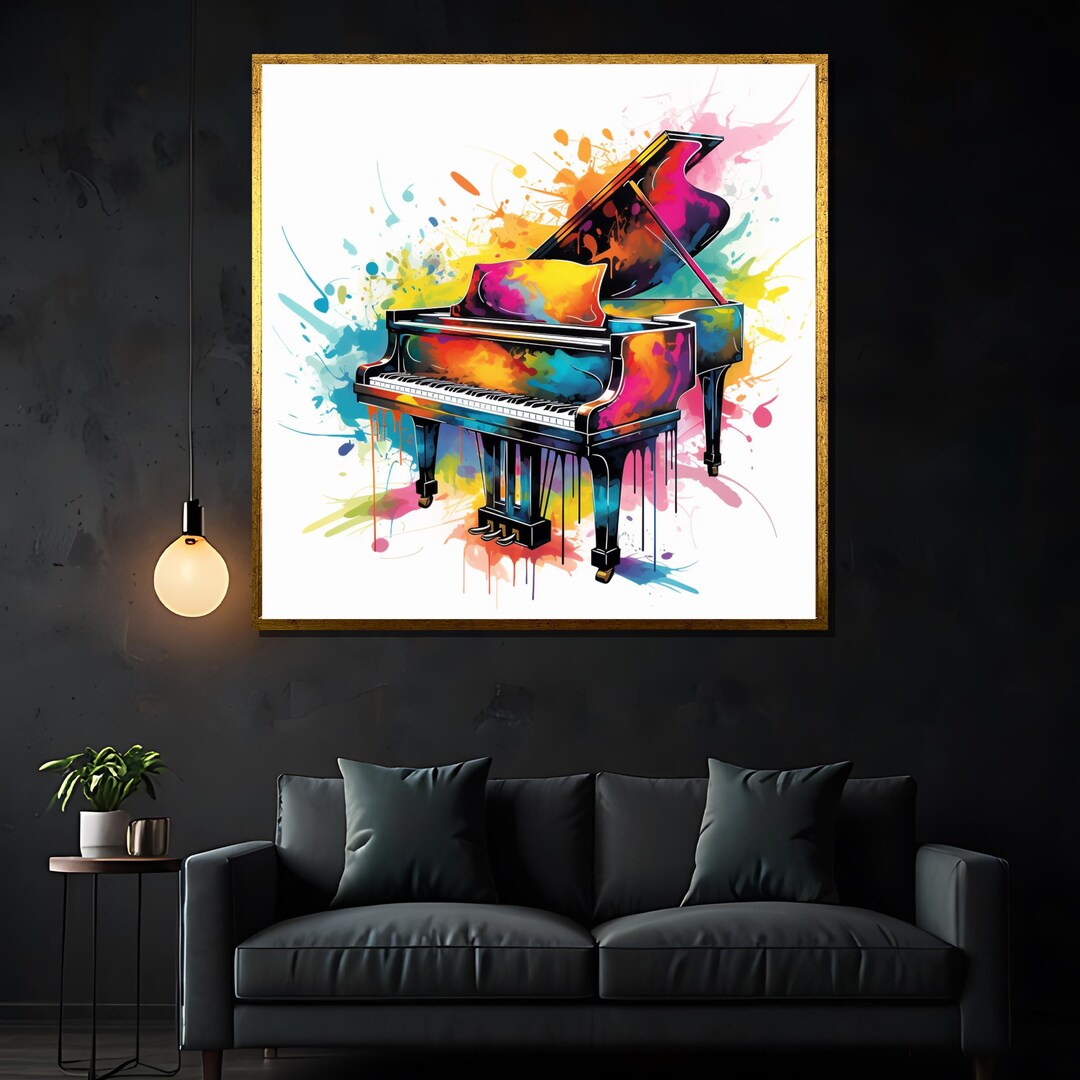 Colorful Grand Piano Canvas Painting – Vibrant Music-inspired Wall Art ...