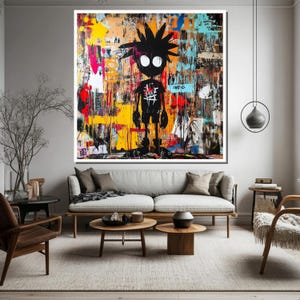 Bold Street Art Canvas Painting, Pop Art Figure With Graffiti Style ...