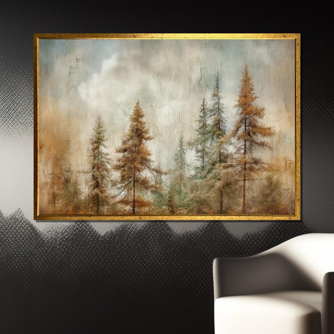 Abstract Golden Forest Scene Canvas Painting Gift - Nature-inspired ...