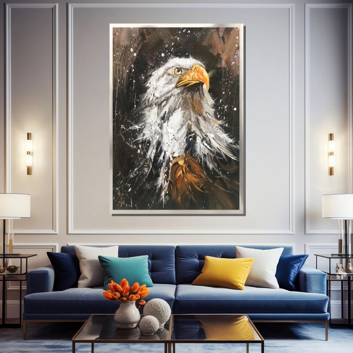 Powerful Bald Eagle Canvas Painting - Dynamic Wildlife Art, Majestic ...