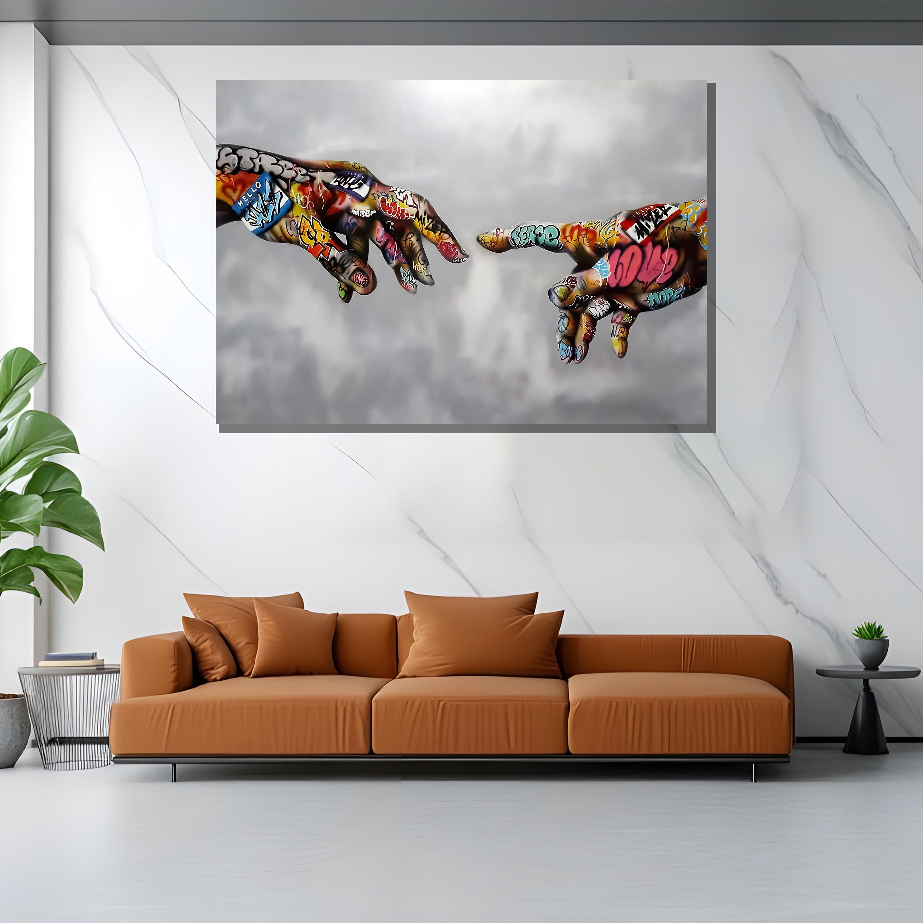 Bold Graffiti Hands With Urban Street Art Design - Unique Modern Canvas ...