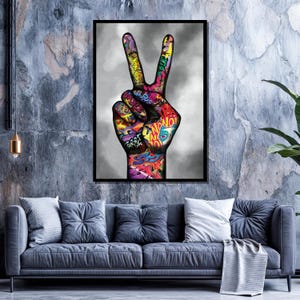 Graffiti Peace Sign Canvas Painting Gift - Bold and Colorful Street Art ...