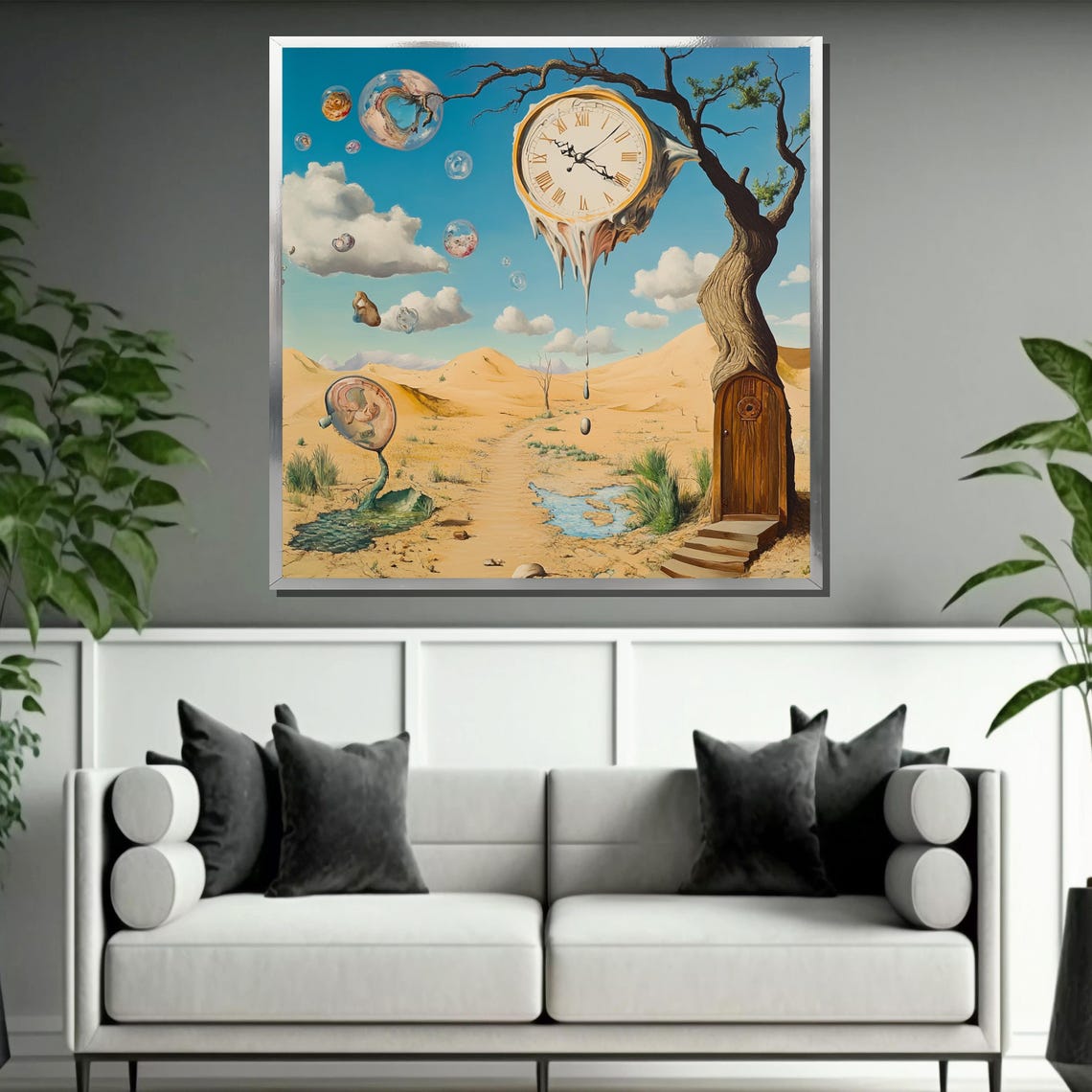 Surreal Melting Clock Canvas Painting - Unique Desert Fantasy Art Gift ...