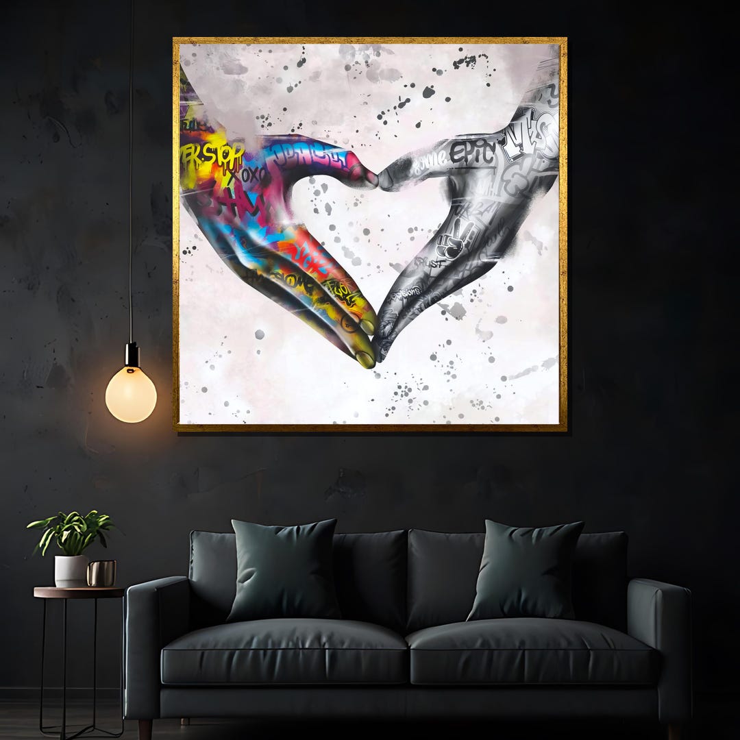 Graffiti Hands Forming a Heart in Bold Street Style - Vibrant Canvas ...