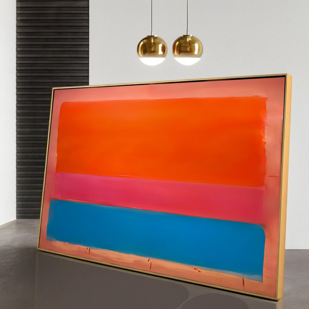 Mark Rothko Modern Color Block Canvas Wall Art, Vibrant Orange Pink ...