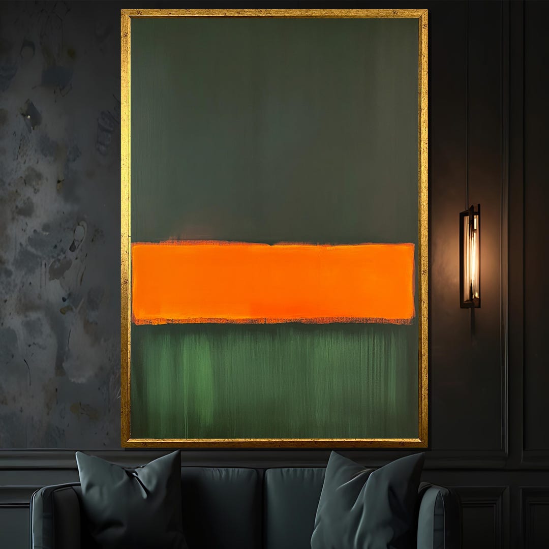Mark Rothko Abstract Canvas Painting Featuring Bold Tangerine Orange ...