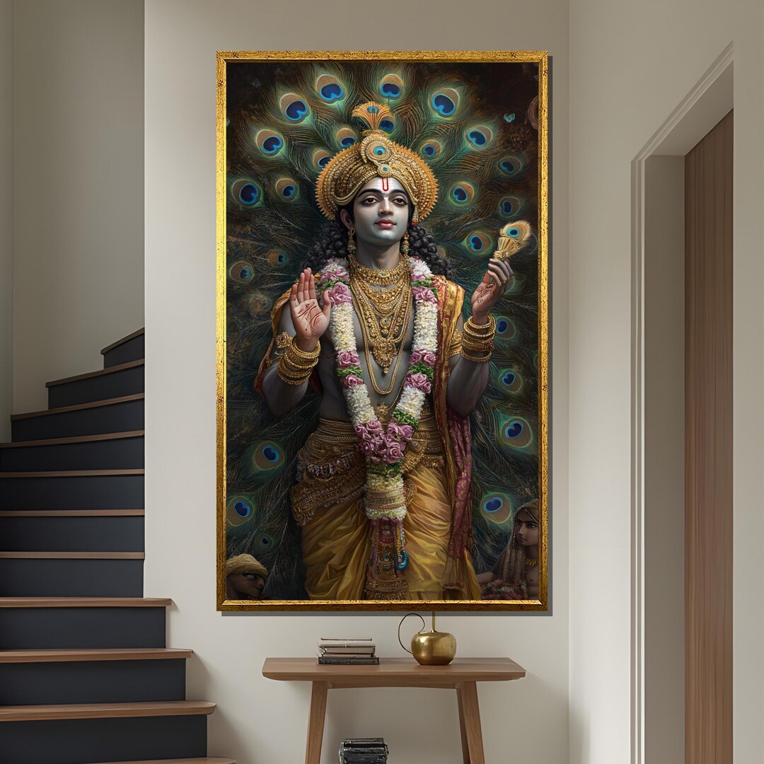 Lord Vishnu Canvas Painting, Divine Hindu Art, Spiritual Wall Decor ...