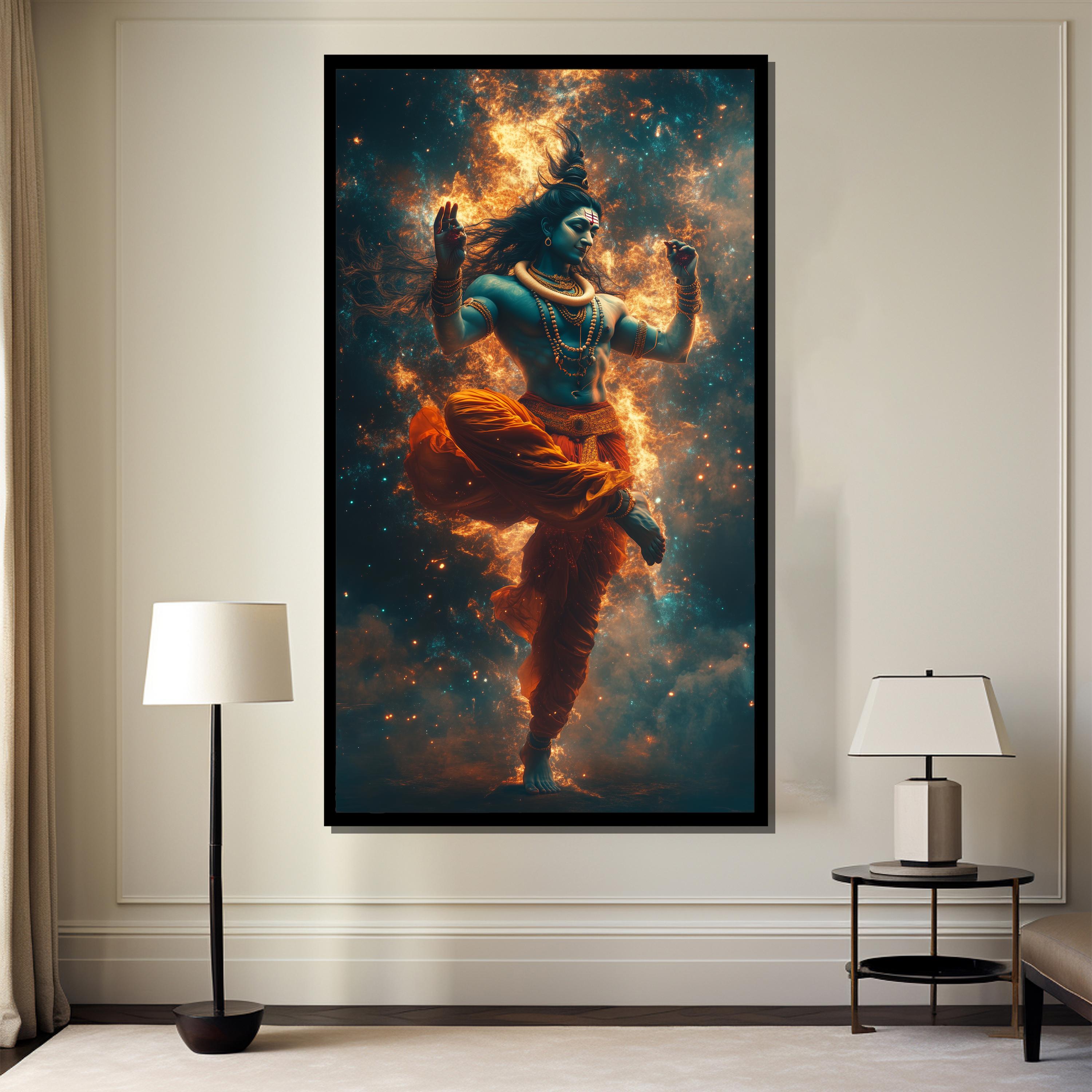 Cosmic Dance of Lord Shiva Canvas Painting – Nataraja Tandava Pose ...