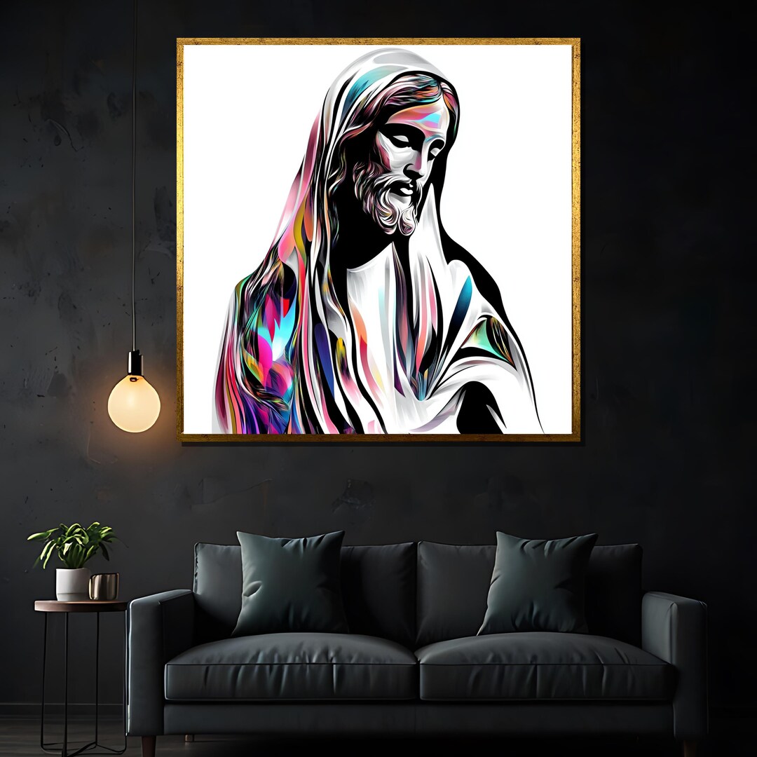 Jesus Christ Canvas Painting, Modern Religious Wall Art, Abstract ...