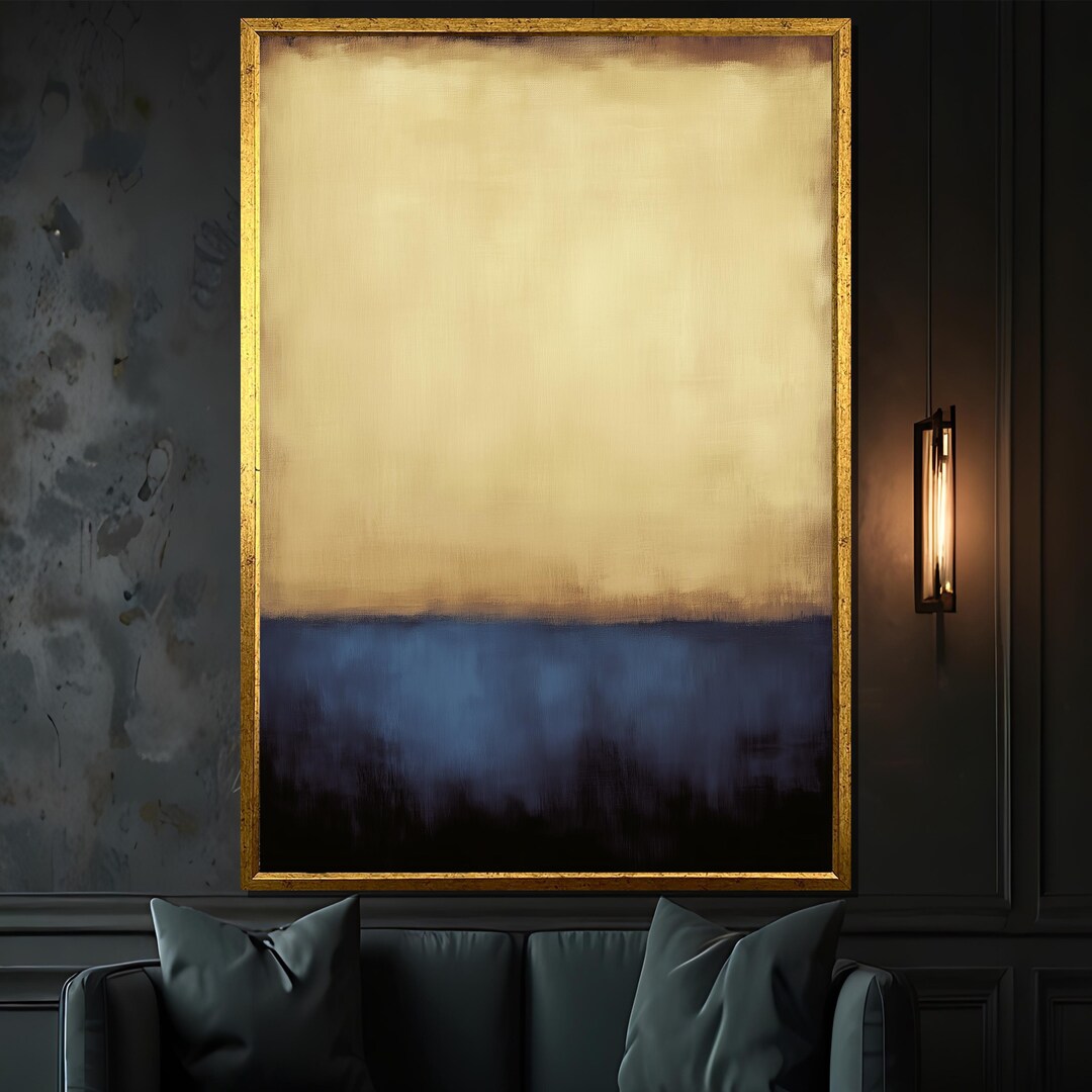 Mark Rothko Gold and Navy Abstract Canvas Painting Gift – Modern ...