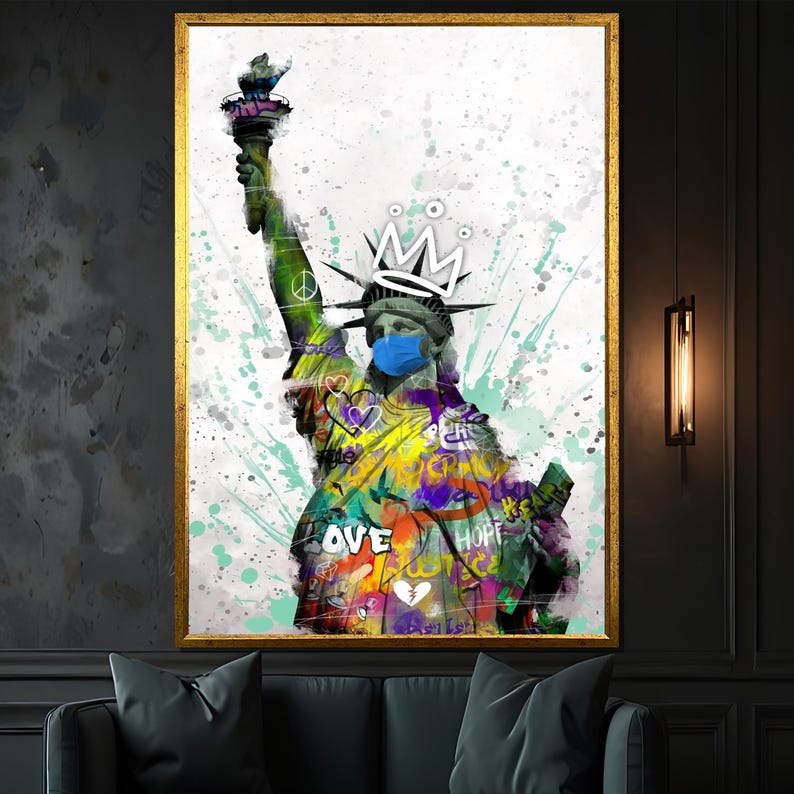 Graffiti Statue of Liberty Canvas Painting Gift - Bold and Colorful ...