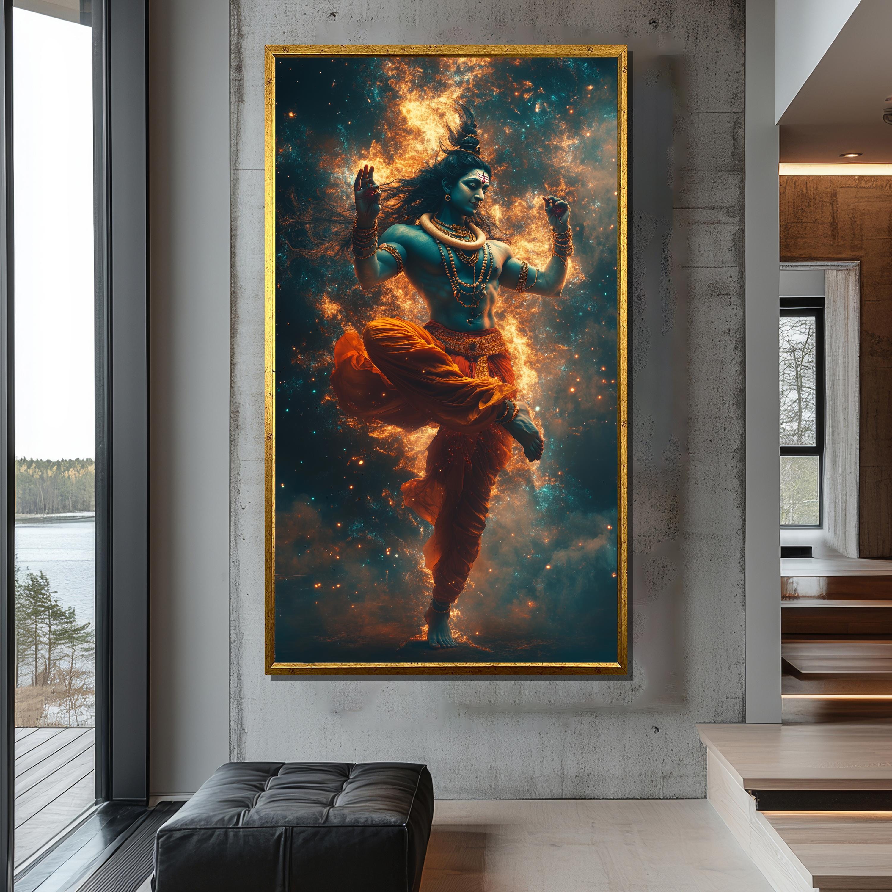 Cosmic Dance of Lord Shiva Canvas Painting – Nataraja Tandava Pose ...