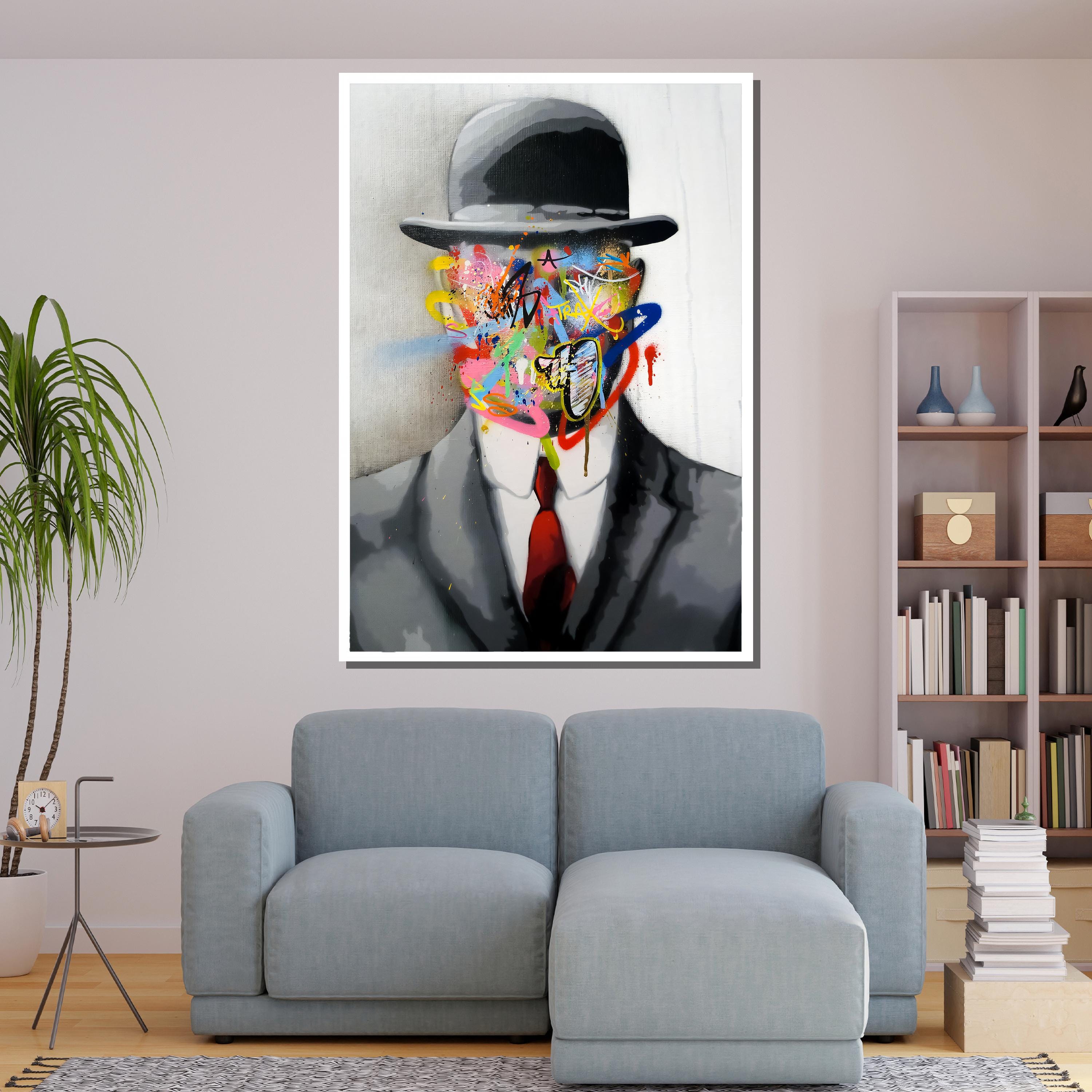 Graffiti Rene Margirite Man in Suit Canvas Painting Gift - Bold and ...