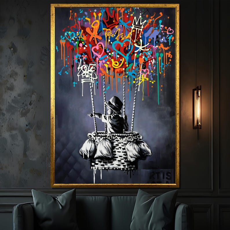 Graffiti Hot Air Balloon Canvas Painting Gift - Colorful and Modern ...