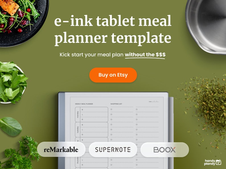 Eink 7 Day Meal Planner, Ereader Device Food Prep Tracker, Minimalist ...
