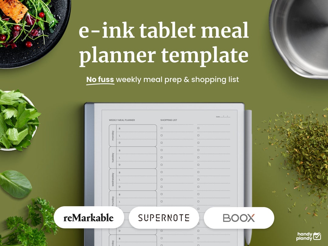 Eink 7 Day Meal Planner, Ereader Device Food Prep Tracker, Minimalist ...