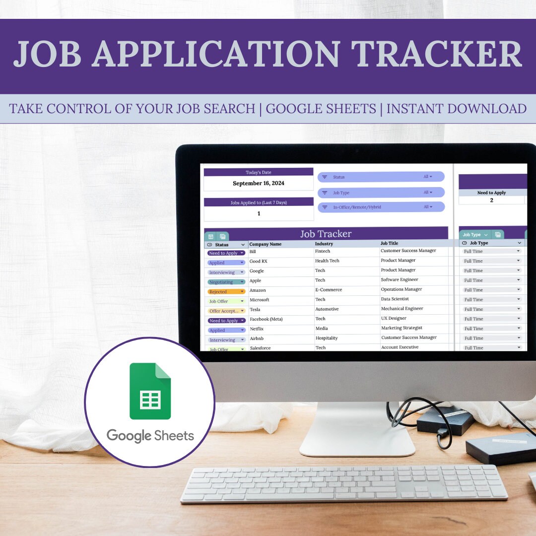 Job Application Tracker Google Sheets Job Planner Interview and Job ...