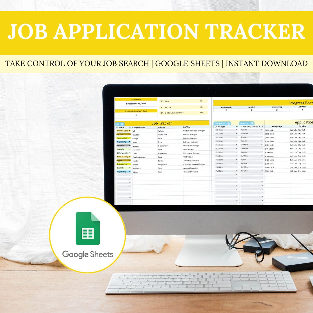 Job Application Tracker Google Sheets Job Planner Interview and Job ...