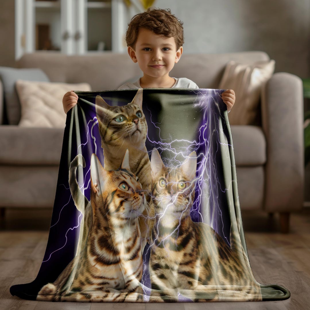 Custom Cat Blanket for Cat, Personalized Blanket With Cat Photo and ...