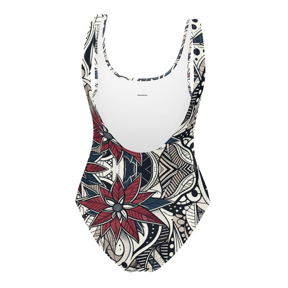 Abstract Poinsettia Design 1A Swimsuit | Floral One-piece Bathing Suit ...