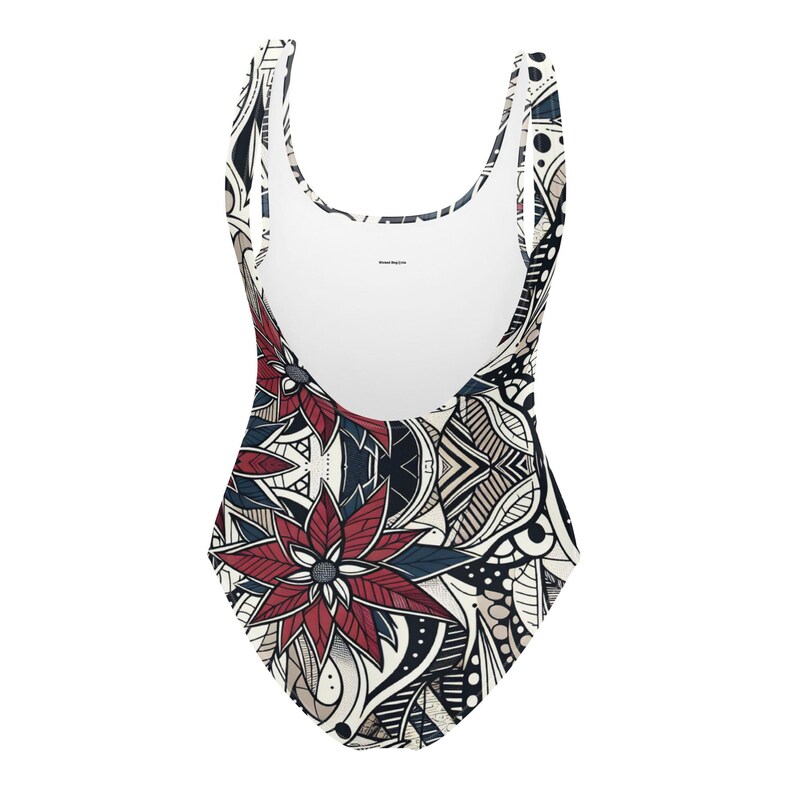 Abstract Poinsettia Design 1A Swimsuit | Floral One-piece Bathing Suit ...