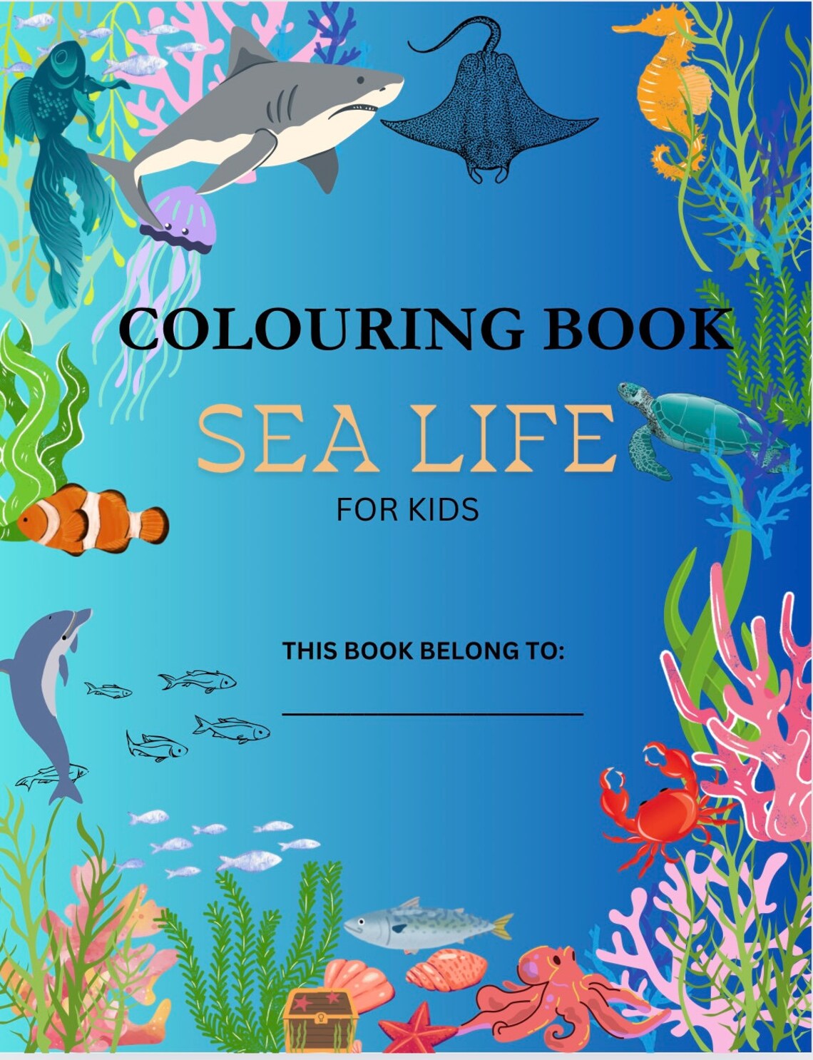 Colouring Book for Kids Sea Life, Learning Material, Fun for Kids. - Etsy