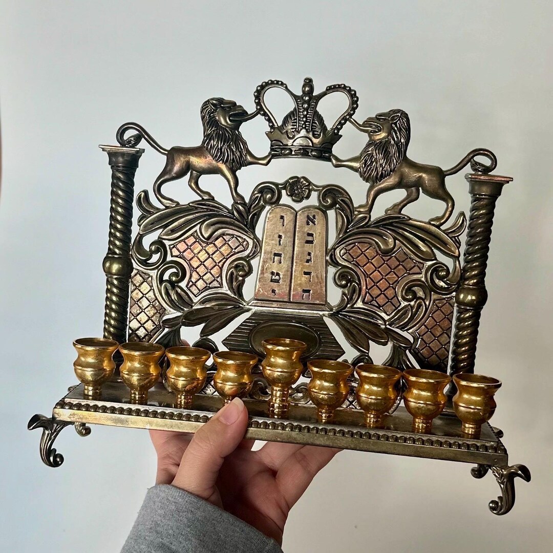 Vintage Lions of Judah Menorah, Mixed Metal, Godinger - Etsy