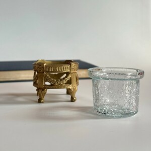 Vintage Brass Votive Candle Holder With Crackle Glass Insert, Intricate ...