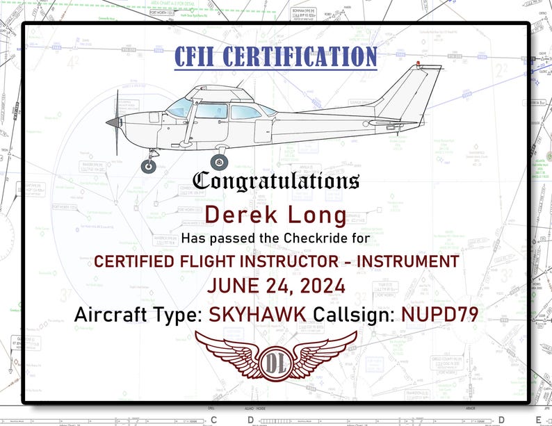 CFII Pilot Achievement Certificate - Etsy