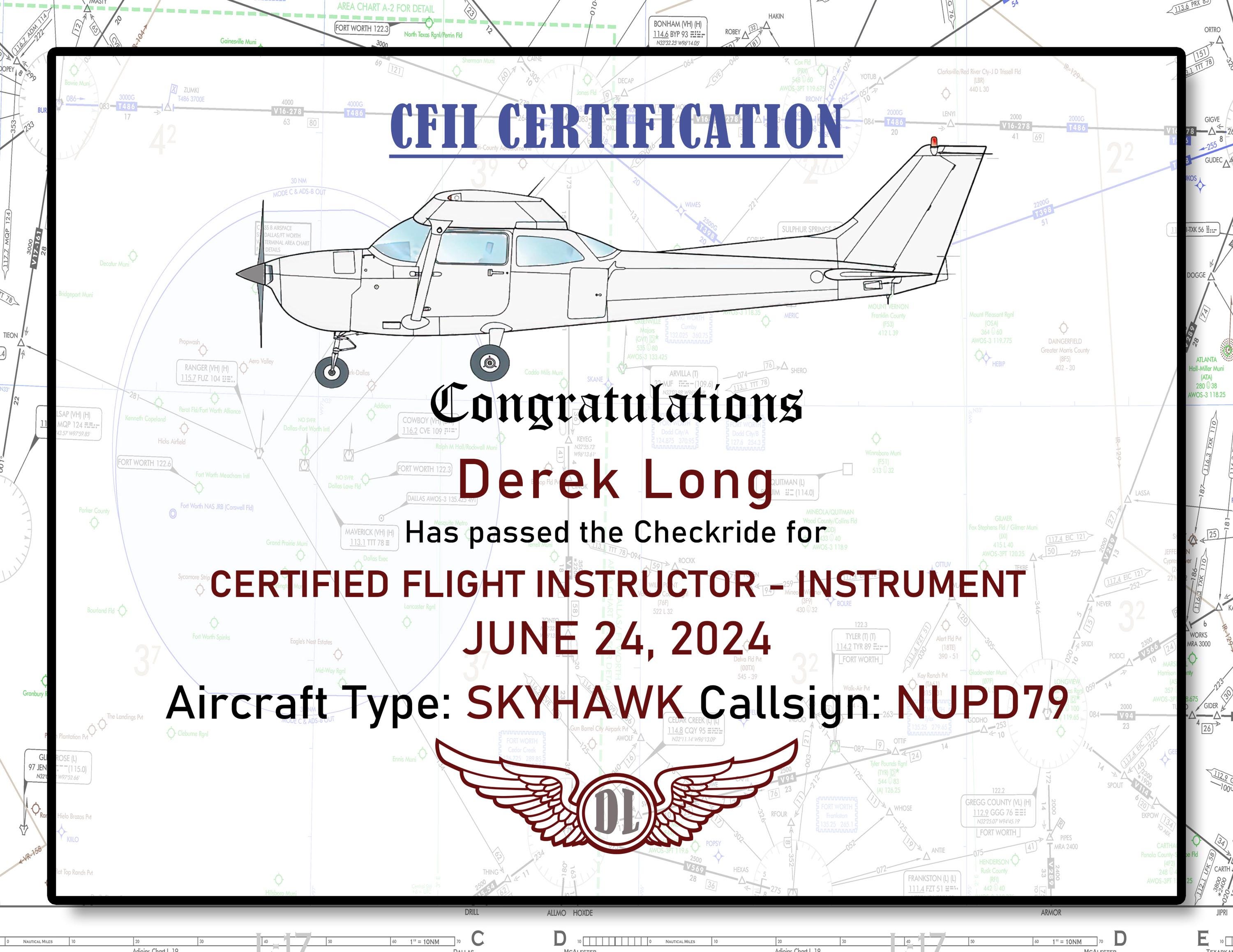 CFII Pilot Achievement Certificate - Etsy