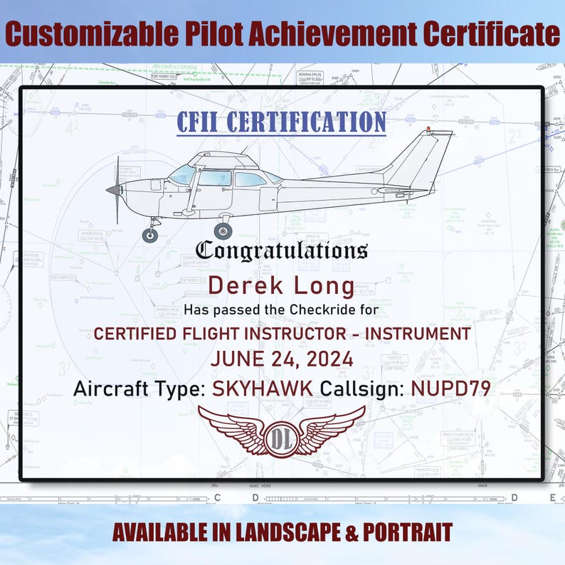 CFII Pilot Achievement Certificate - Etsy