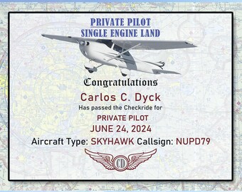 Private Pilot Achievement Certificate - Etsy