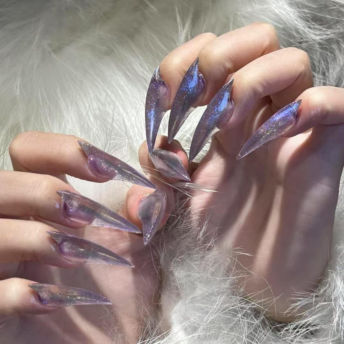 Fox Claw Press on Nails | Demon Armor Sharp Nail Set - Etsy