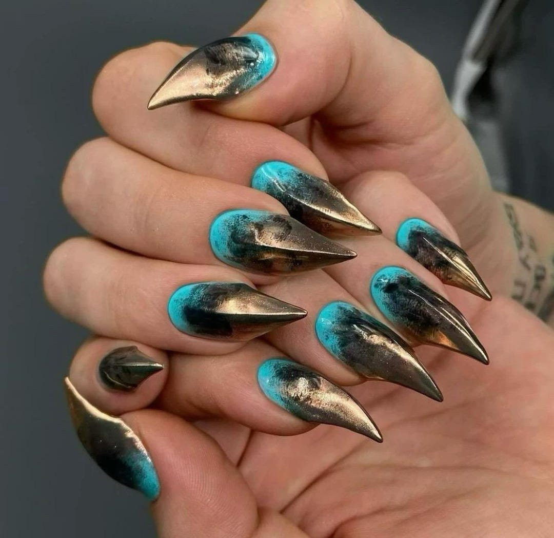 Claw Nails Art Cat Claw Y2K 3D Dragon Claw Nail Art, Wolf Claw Gradient ...